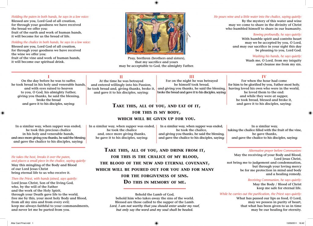 Order of Mass Card (Pack of 20) | Catholic Truth Society